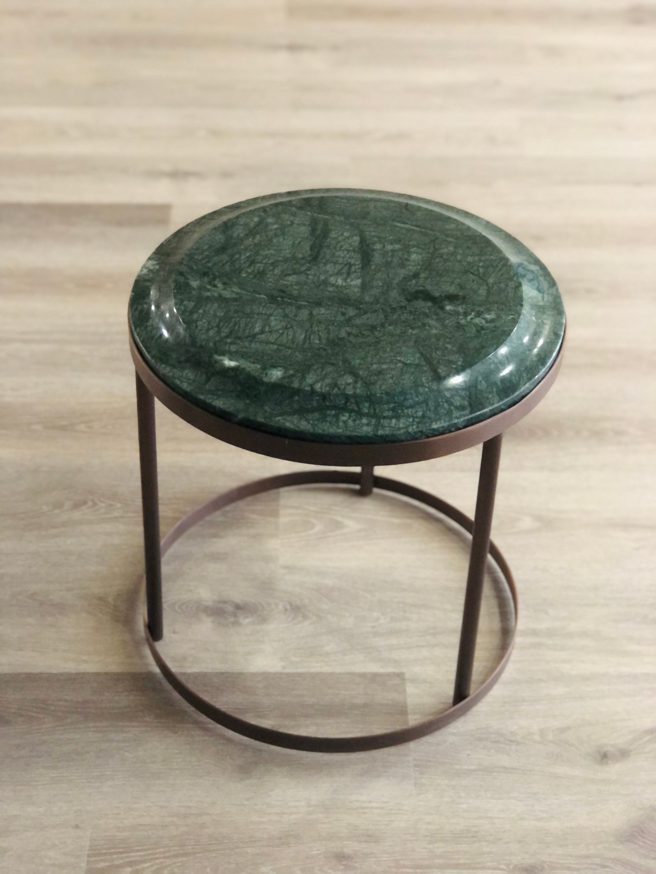 Flamenco End Table, Dark Green, Genuine Marble, Unique Furniture ...
