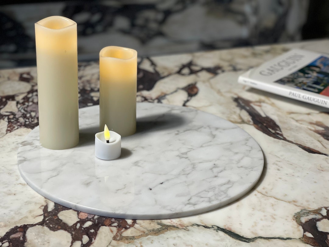 Round Marble Serving Platter: Decorative Home Decor Tray - Etsy