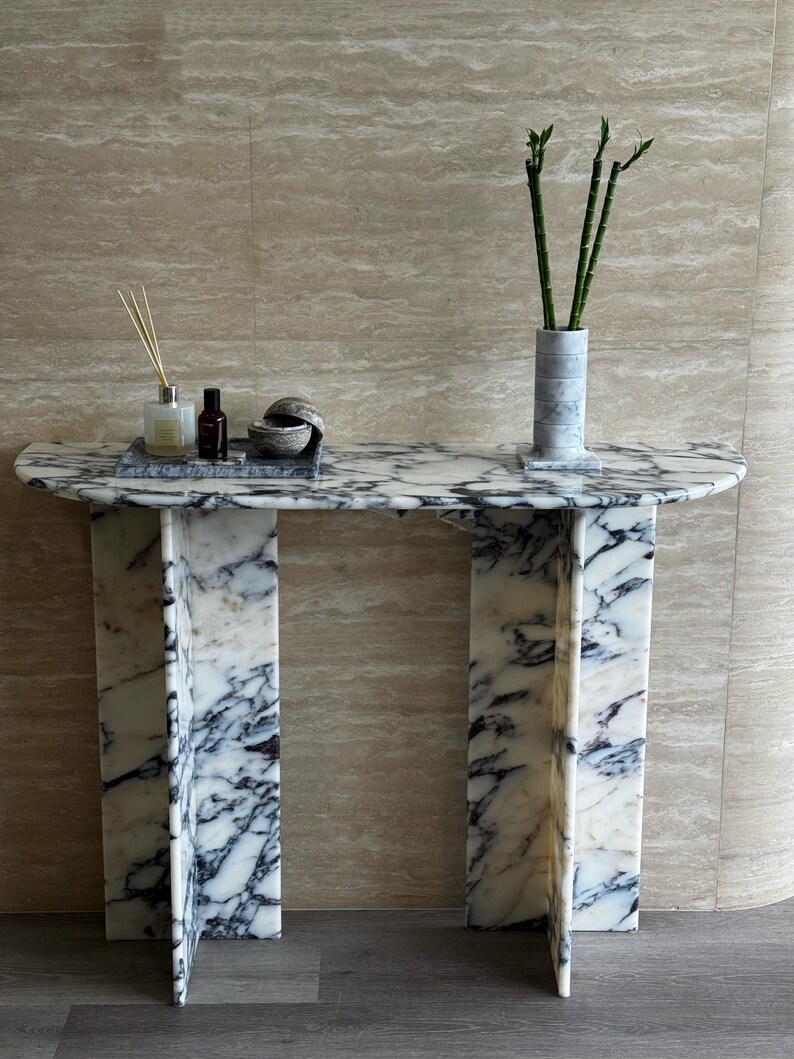 Calacatta Viola Marble Console Table: Luxury Entryway Accent, 45” - Etsy