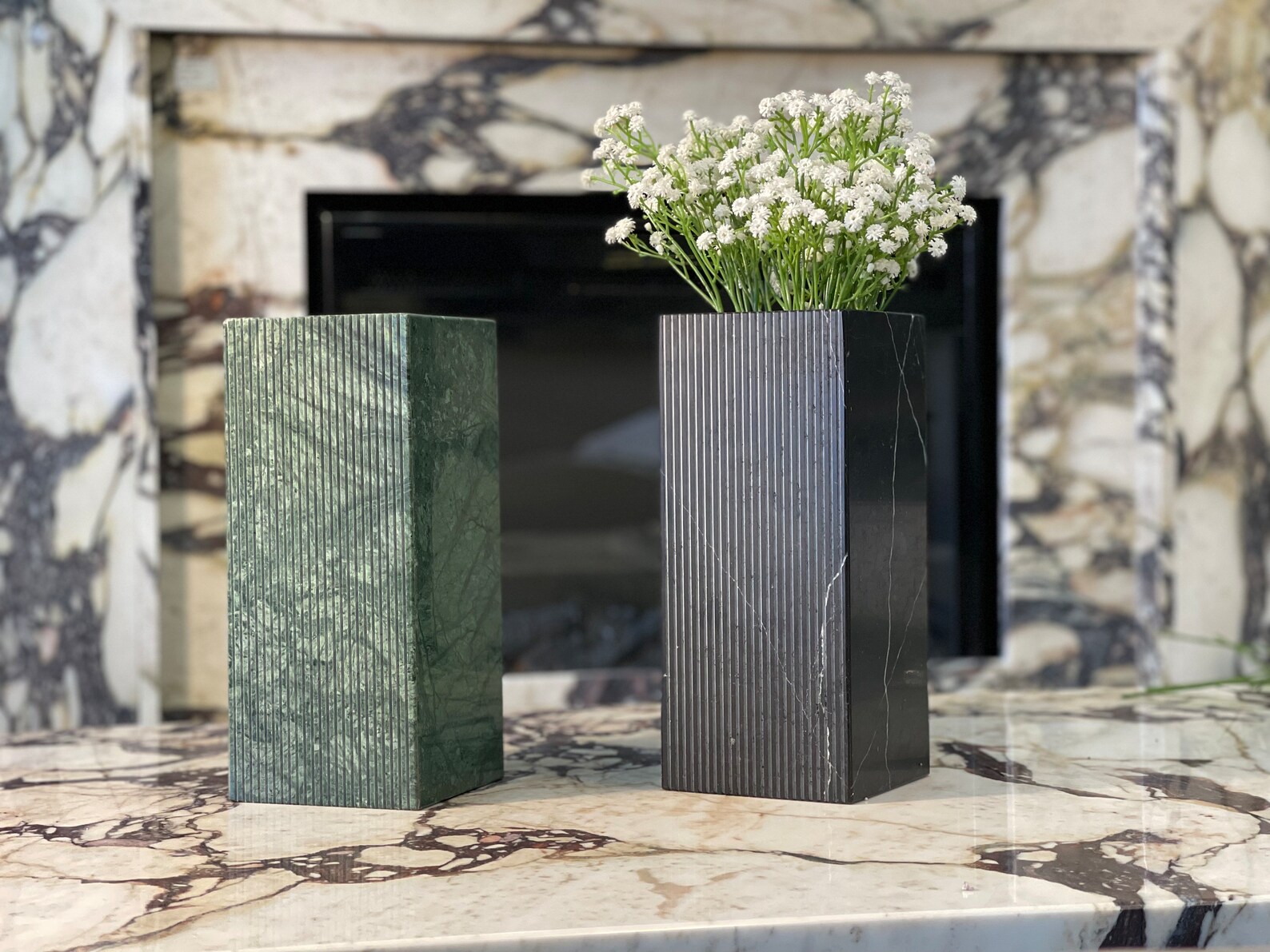 Marble Vase, Dry Flowers Vase, Home Decor, Decorative Vase, Vases for Centerpieces, Office Decor ...