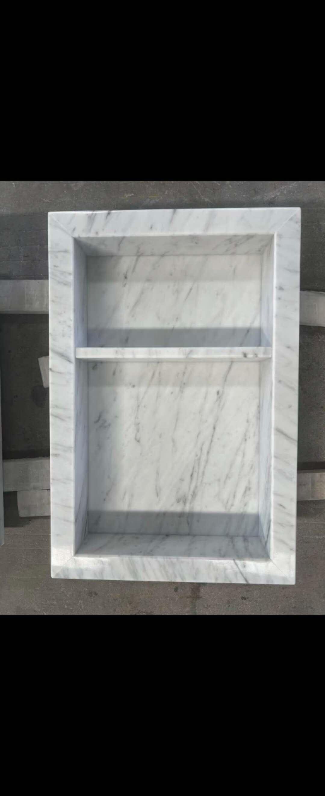 Recessed Shower Niche Carrara and Viola Marble – Built-in Stone Shelf ...