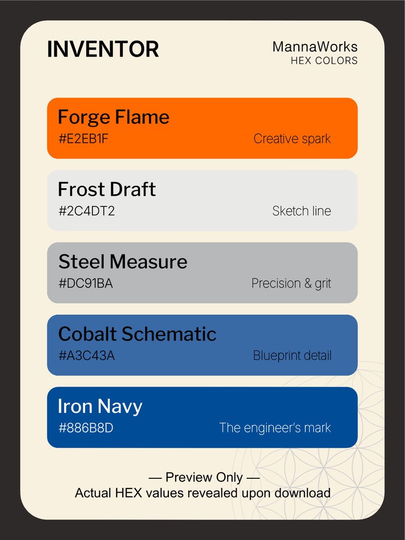 Inventor Color Palette: PANTONE & HEX Swatches for Industrial Design ...