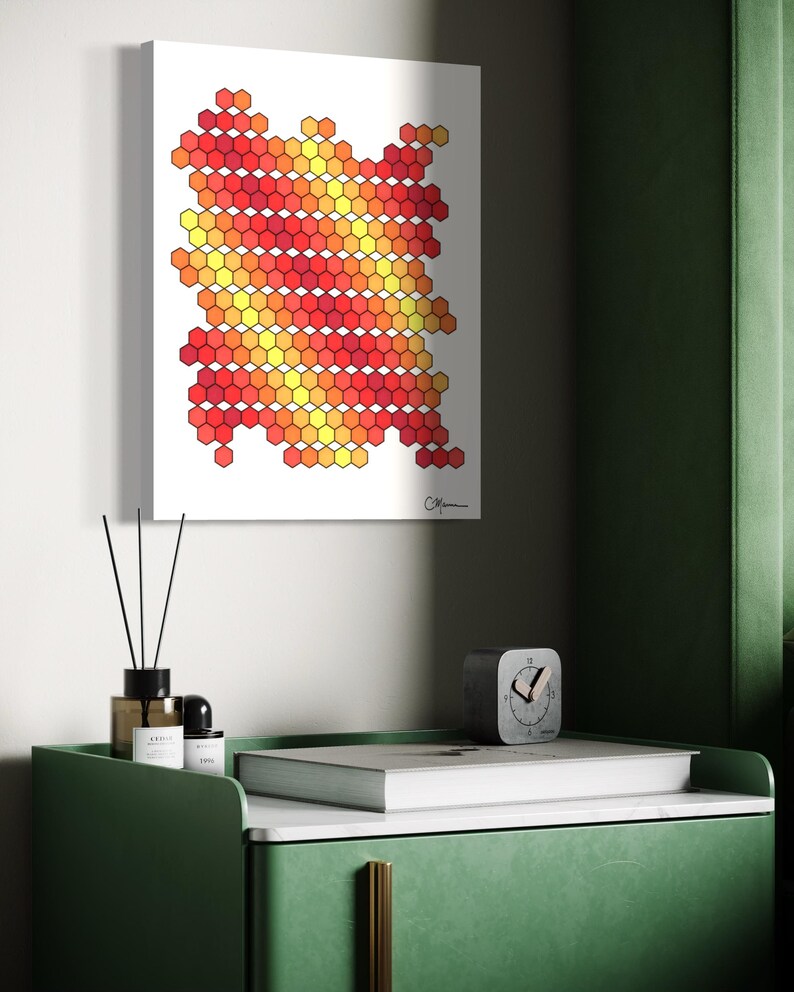 Sacred Geometry Art Print – Fiery Hexagon Design, Modern Interior - Etsy