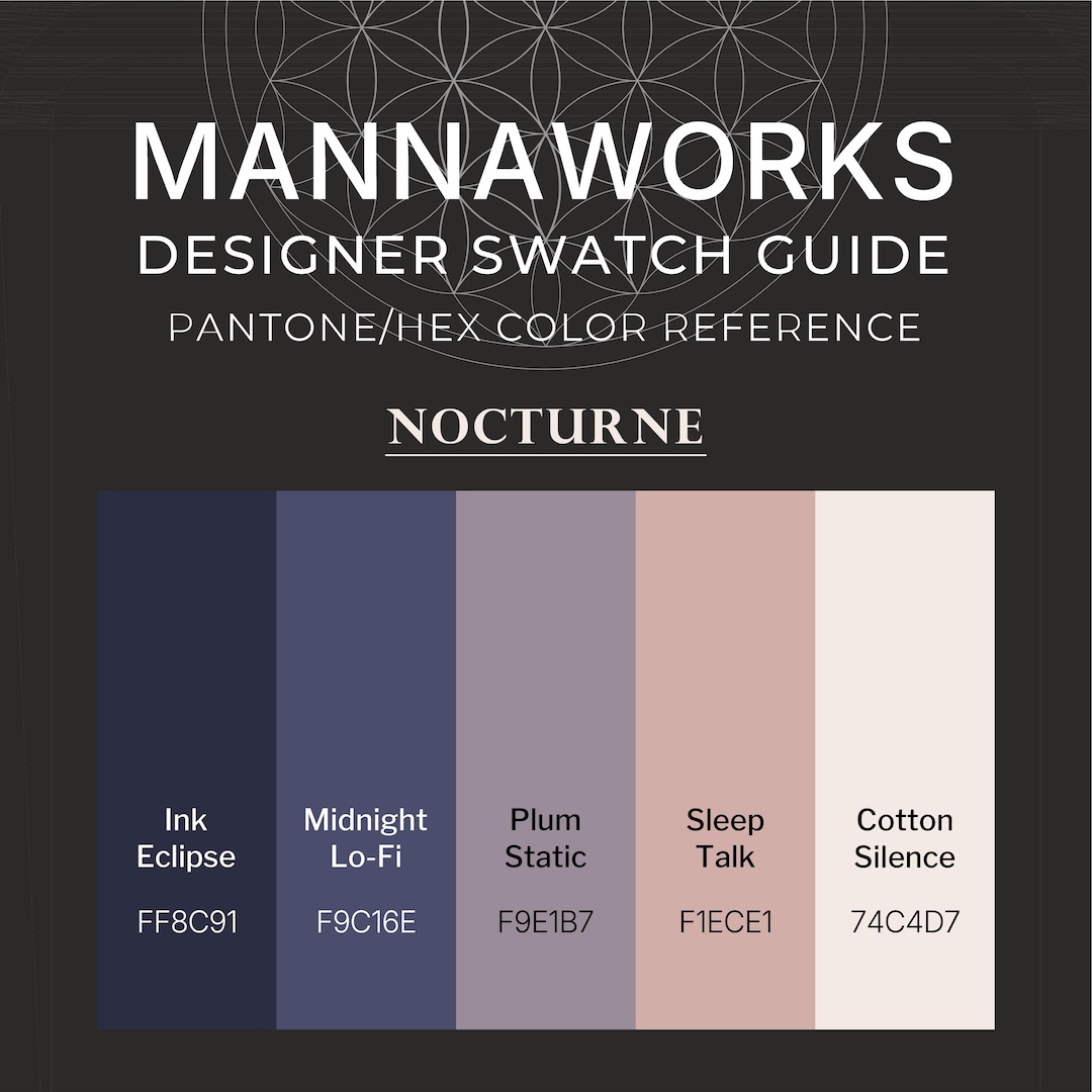 Nocturne Color Palette Hex Pantone Swatch Guide Digital Download