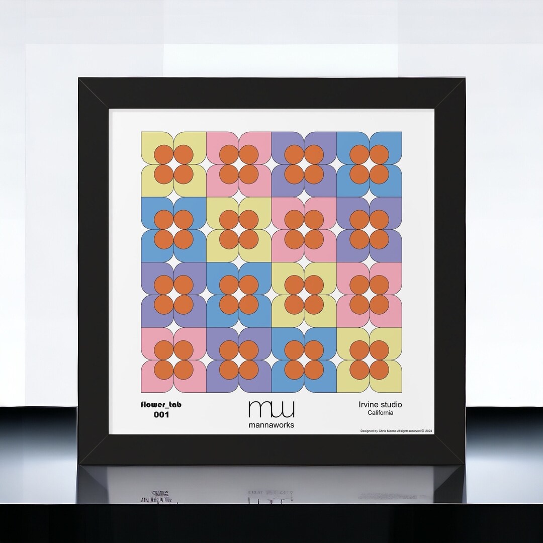 Flower Tab Geometric Art Print | Mannaworks Framed Poster (16x16) - Etsy