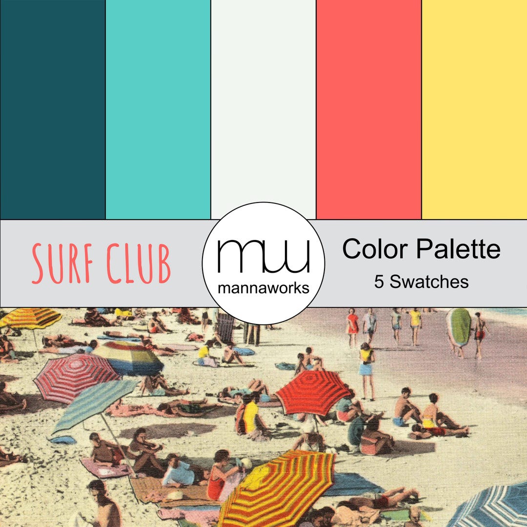 Retro Coastal Color Palette: Surf Club Hues for Canva, Figma, Procreate ...