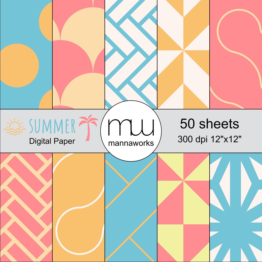 Tropical Geometric Digital Paper: Seamless Patterns (PDF Download ...