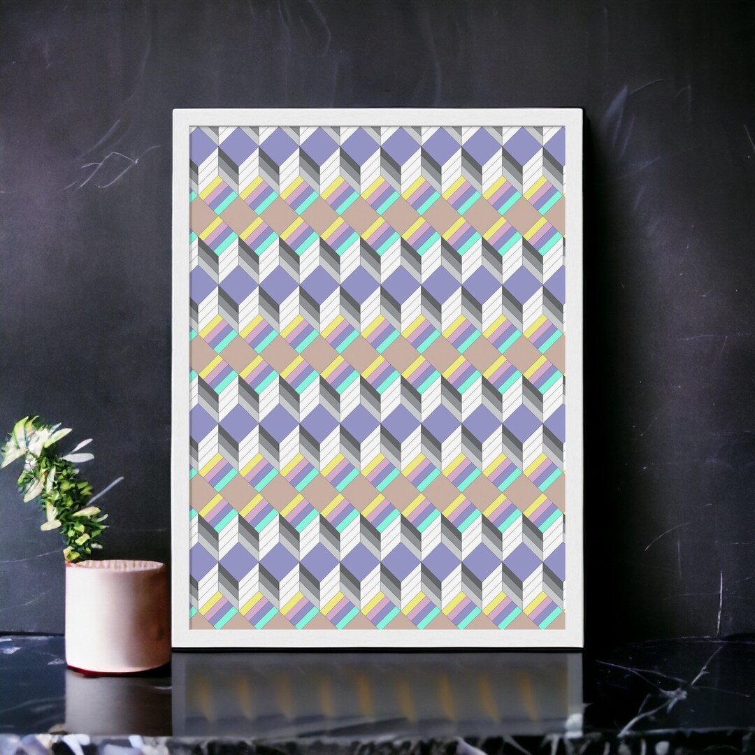 Geometric Tessellation Framed Print: Mid-century Modern Wall Art - Etsy