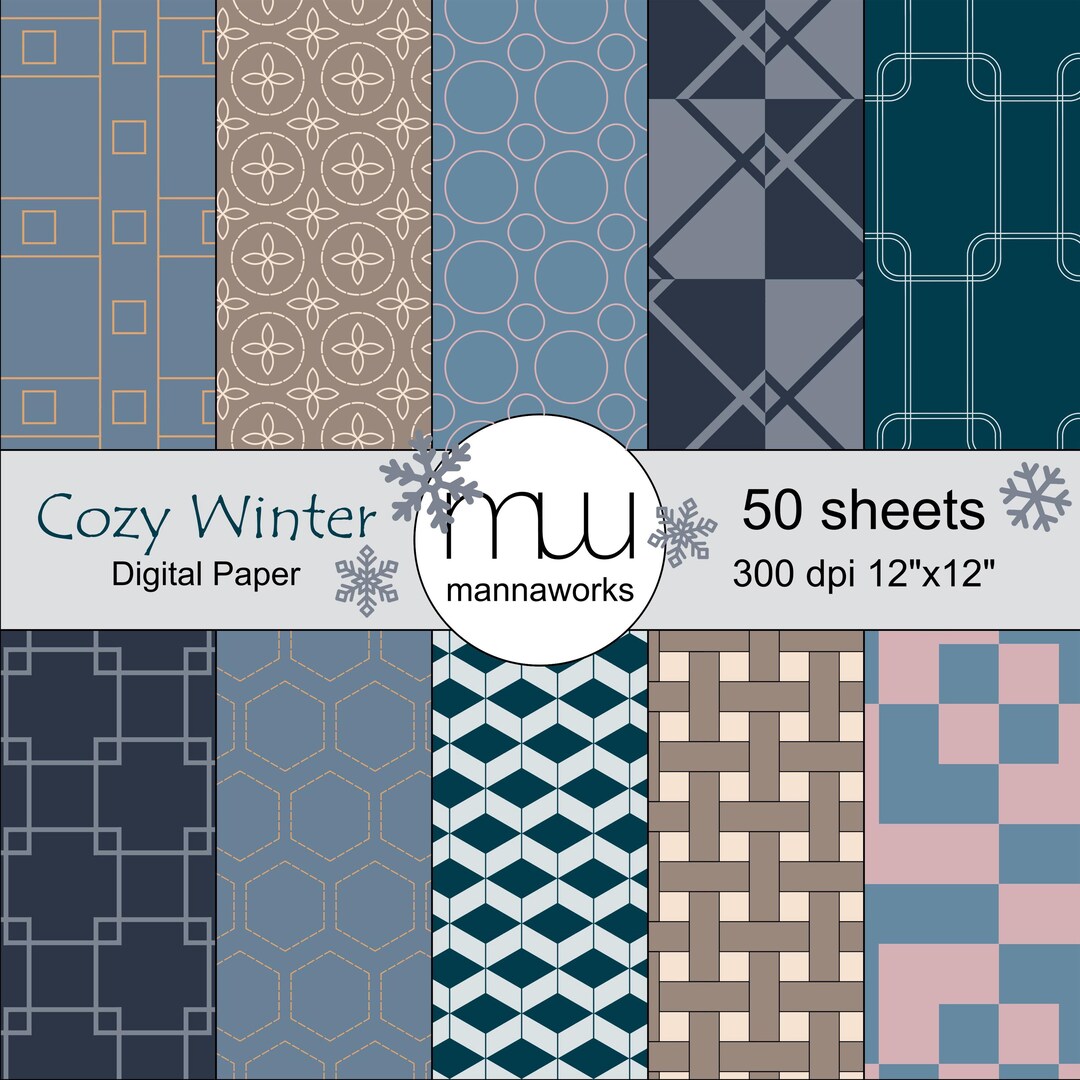 Cozy Winter Digital Paper Set – Geometric Vector Design | Seamless ...