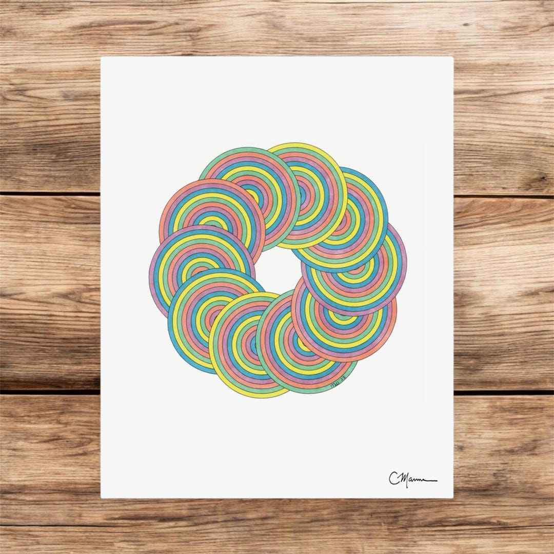 Geometric Art Print – Pastel Rings Optical Illusion Design - Etsy UK