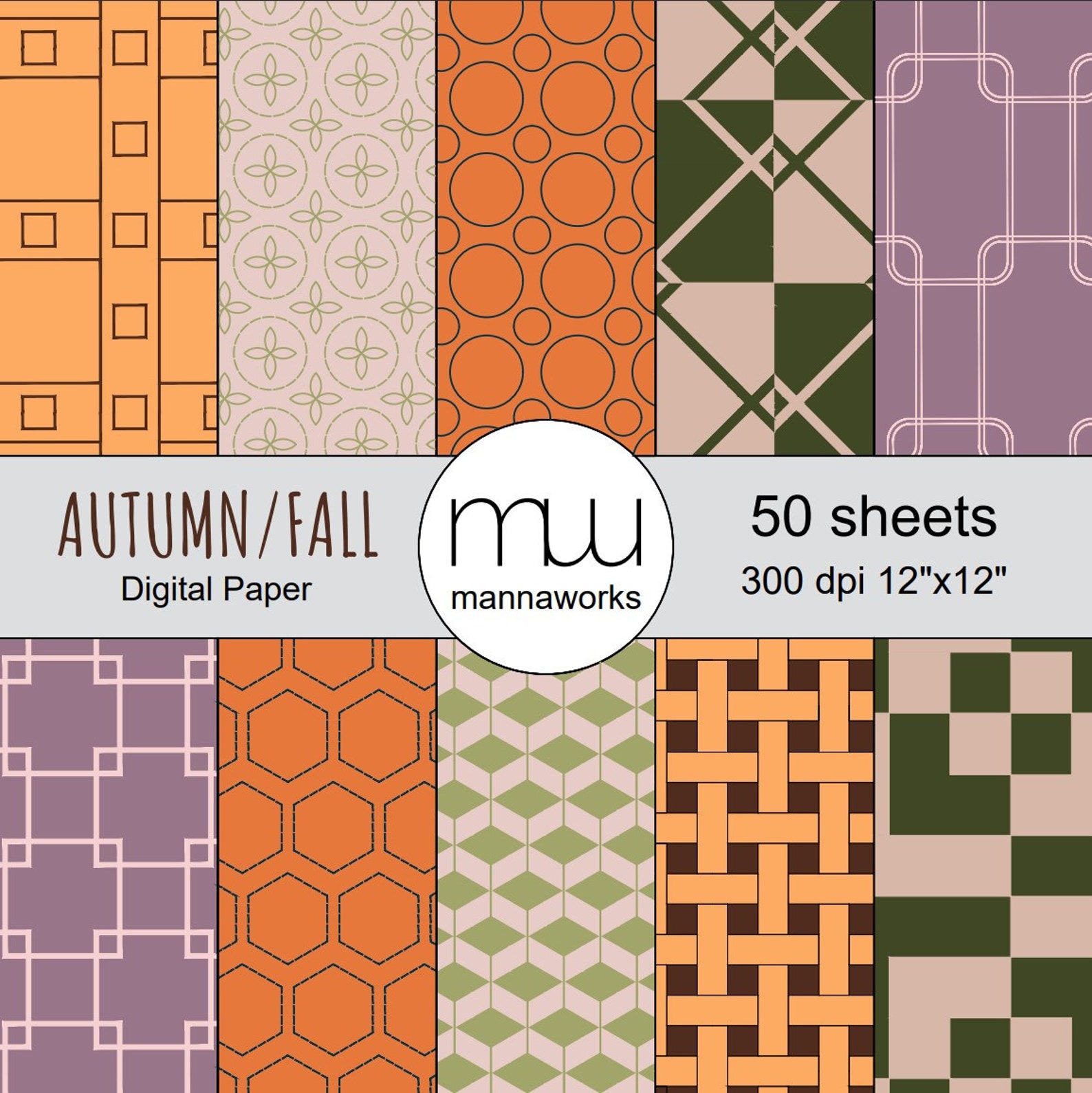 Autumn & Fall Themed Digital Paper, Fall Colors, Seamless Tile Pattern ...