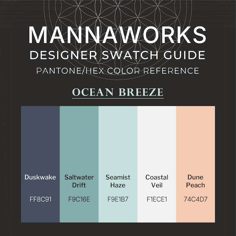 Ocean Breeze Color Palette | HEX + Pantone Swatch Guide | Digital ...