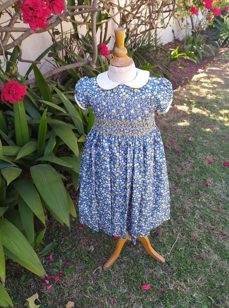 Liberty MAYA Hand Smocked and Embroidered Girl Dress Liberty Print ...