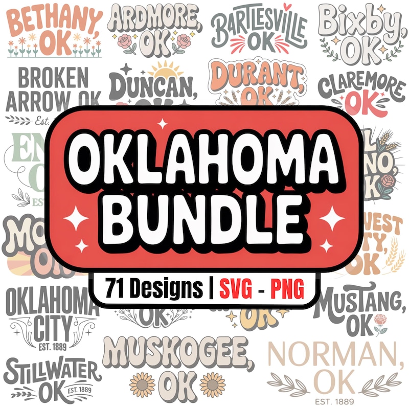 Oklahoma Flag Template - Etsy UK