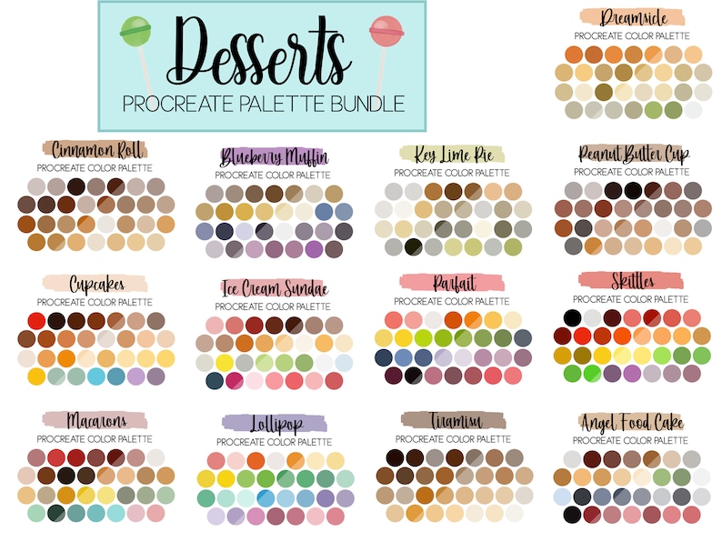 Dessert Theme Procreate Palette Bundle - Procreate Color Palette ...