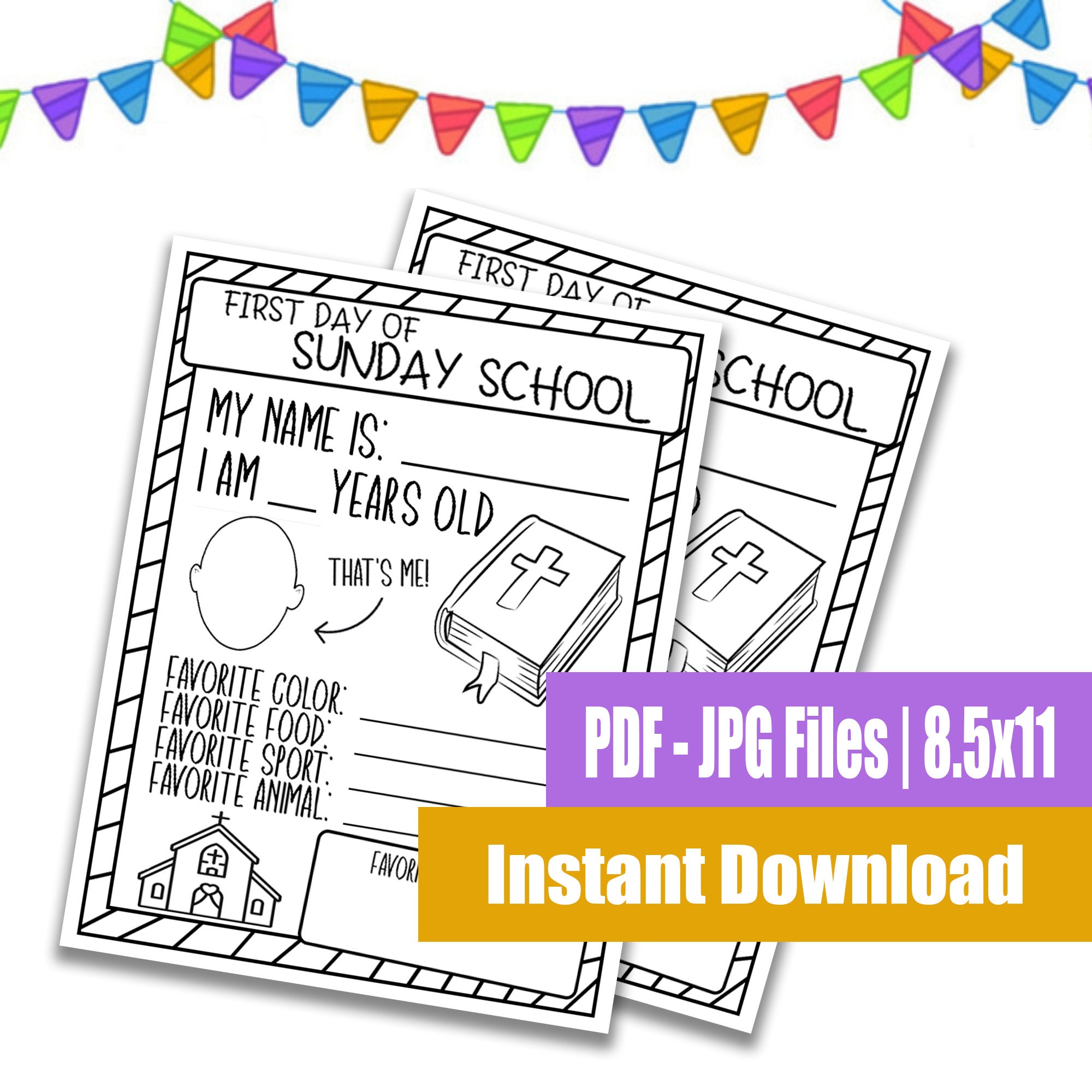 First Day of Sunday School PRINTABLE Worksheet - About Me Coloring Page ...