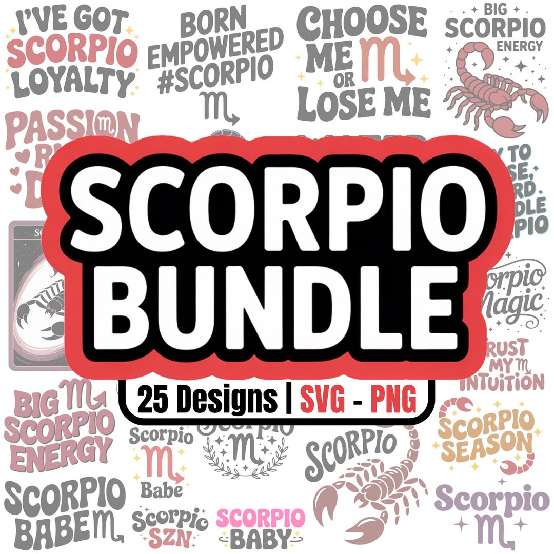 Scorpio SVG PNG DXF Image Bundle | 25 Designs | Zodiac, Astrology ...