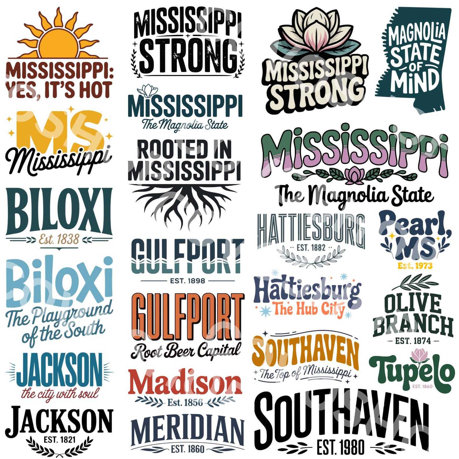 44 Mississippi SVG Bundle, PNG Dxf Eps, the Magnolia State, Cricut ...