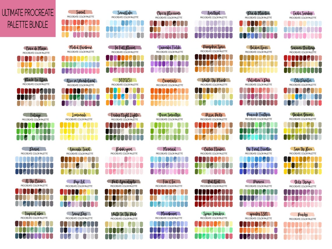 Procreate Color Palette BUNDLE | PNG for Color Picking | 186 Palettes ...