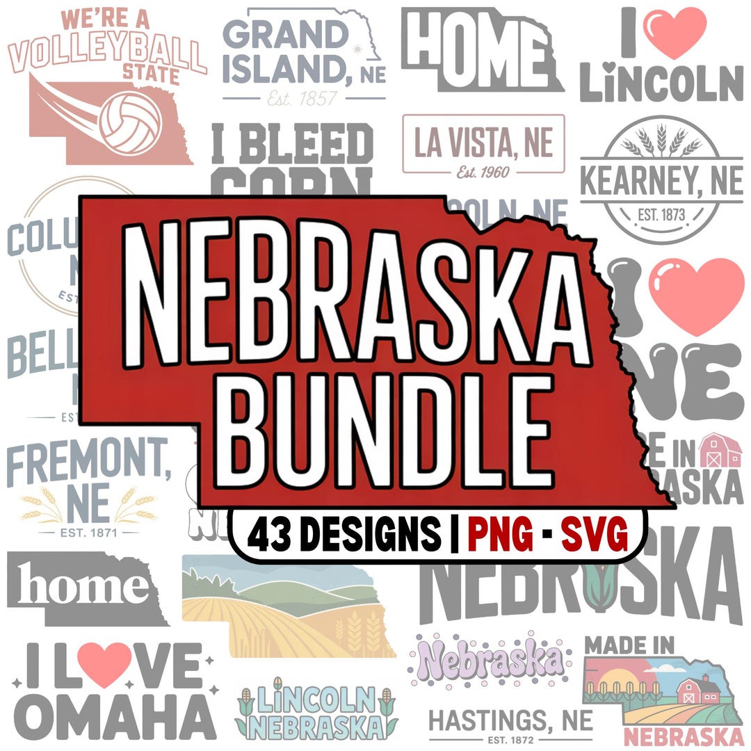 Nebraska SVG PNG Bundle: 43 Designs for Cricut & Silhouette (digital ...