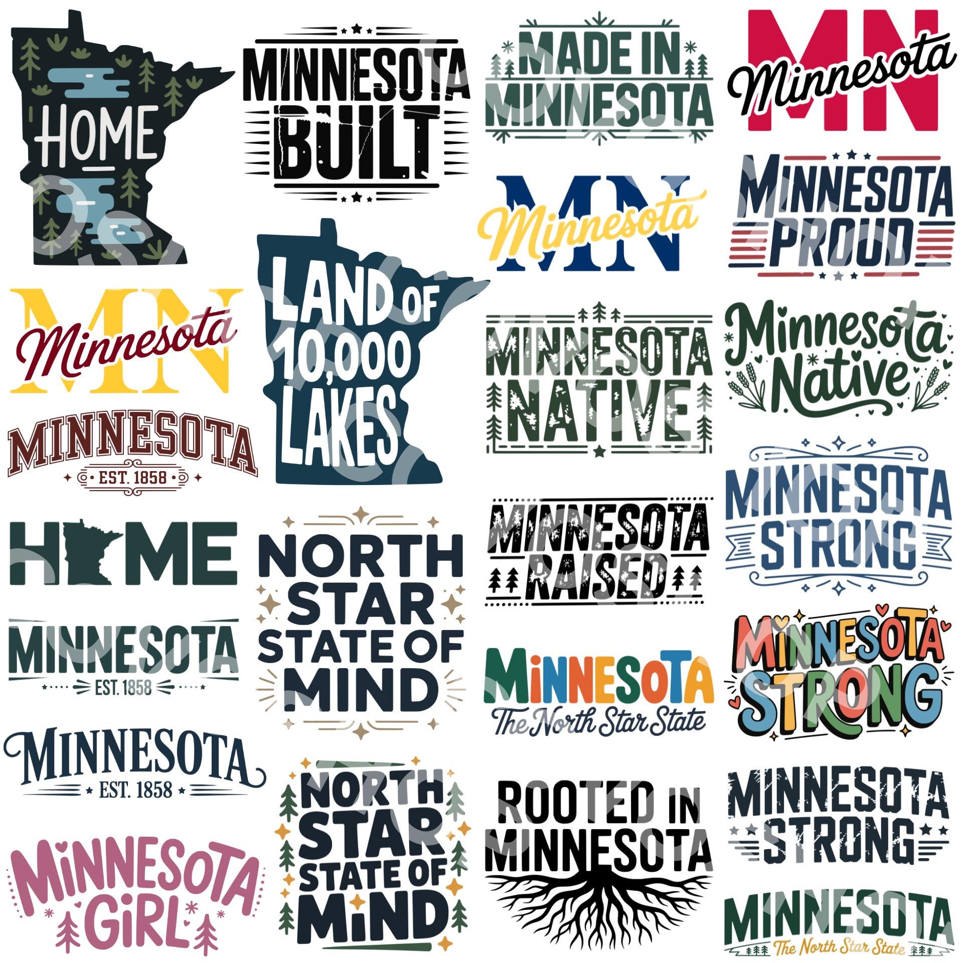 Minnesota SVG PNG Image Bundle, Dxf Eps Files, the North Star State, MN ...