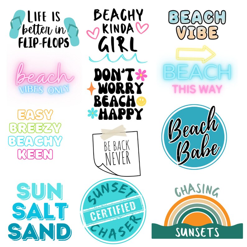 Beach SVG PDF JPG Image Bundle | 35 Designs | Vacation, Beach, Water ...