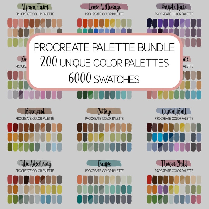 Ultimate Procreate MEGA Color Palette BUNDLE | PNG | 200 Palettes ...