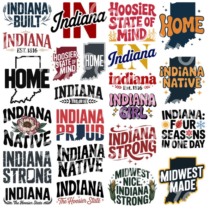 42 Indiana SVG PNG Images, Dxf Eps Files, the Hoosier State, Peony ...