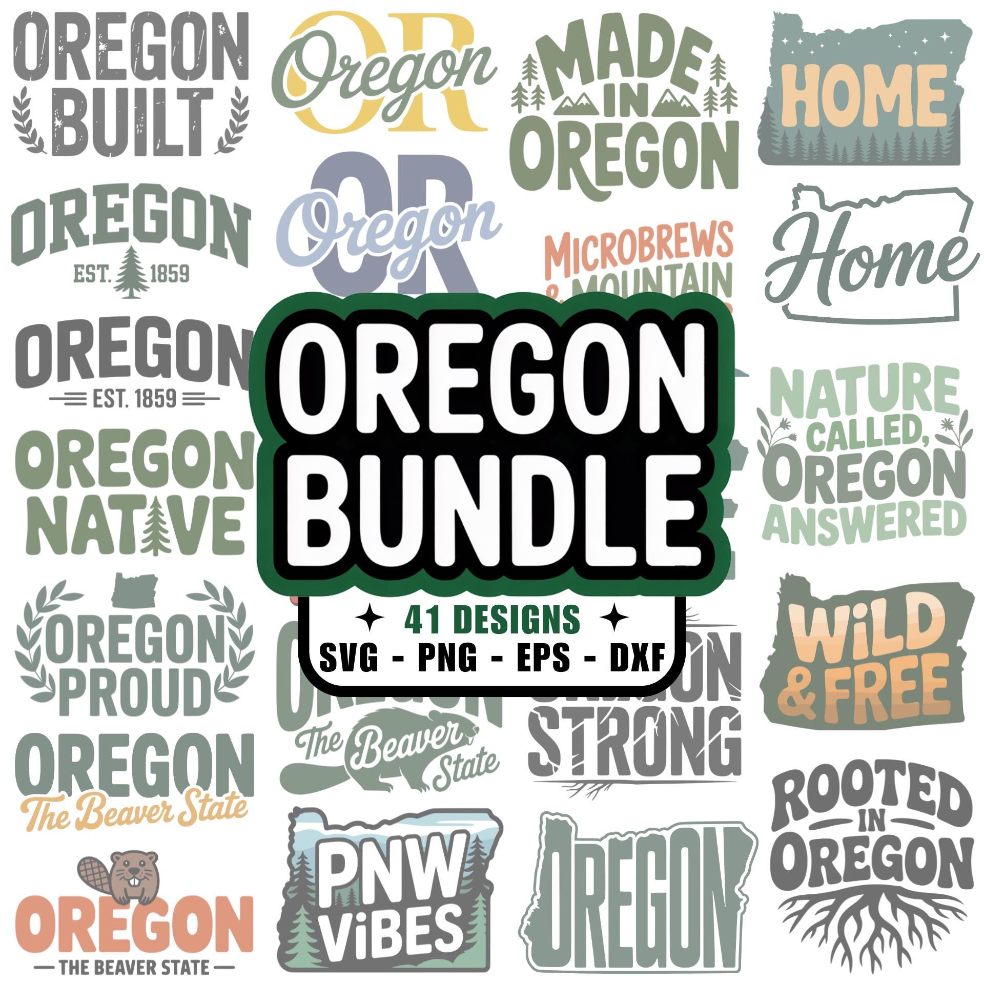 41 Oregon SVG PNG Bundle, Dxf Eps, Portland, Pnw, the Beaver State, OR ...