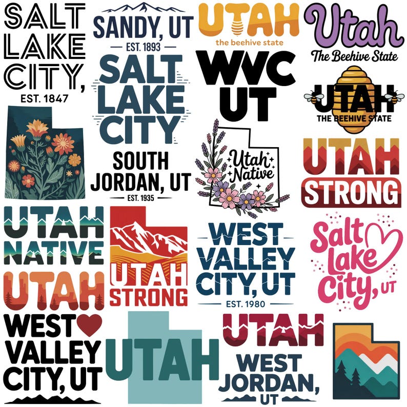 Utah SVG PNG Bundle: 52 Designs for Cricut, Silhouette (digital ...