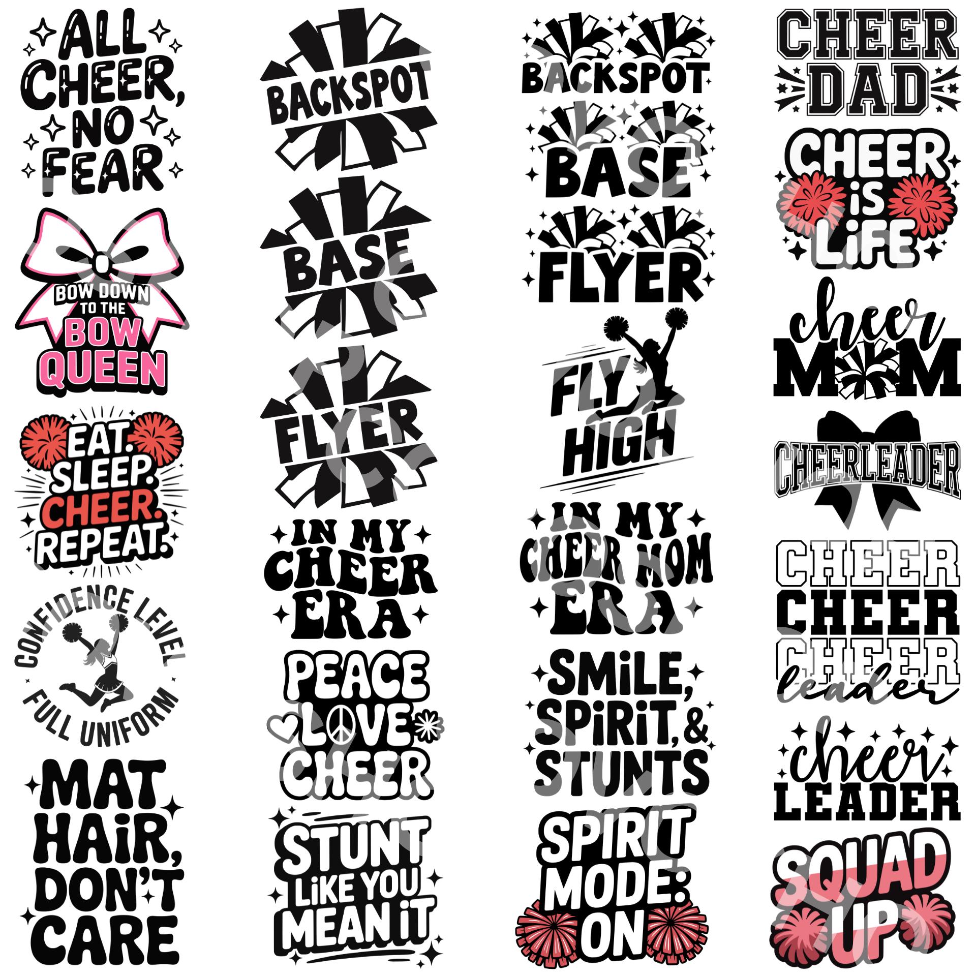 25 Cheerleading PNG SVG Bundle, Dxf Eps, Cheer, Bow, Pom Pom, Poms ...