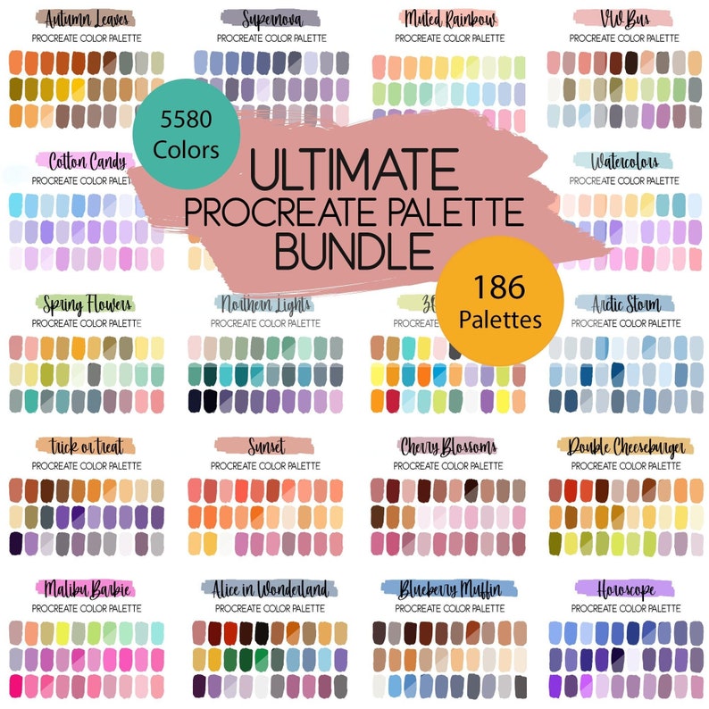 Procreate Color Palette BUNDLE PNG for Color Picking 186 - Etsy