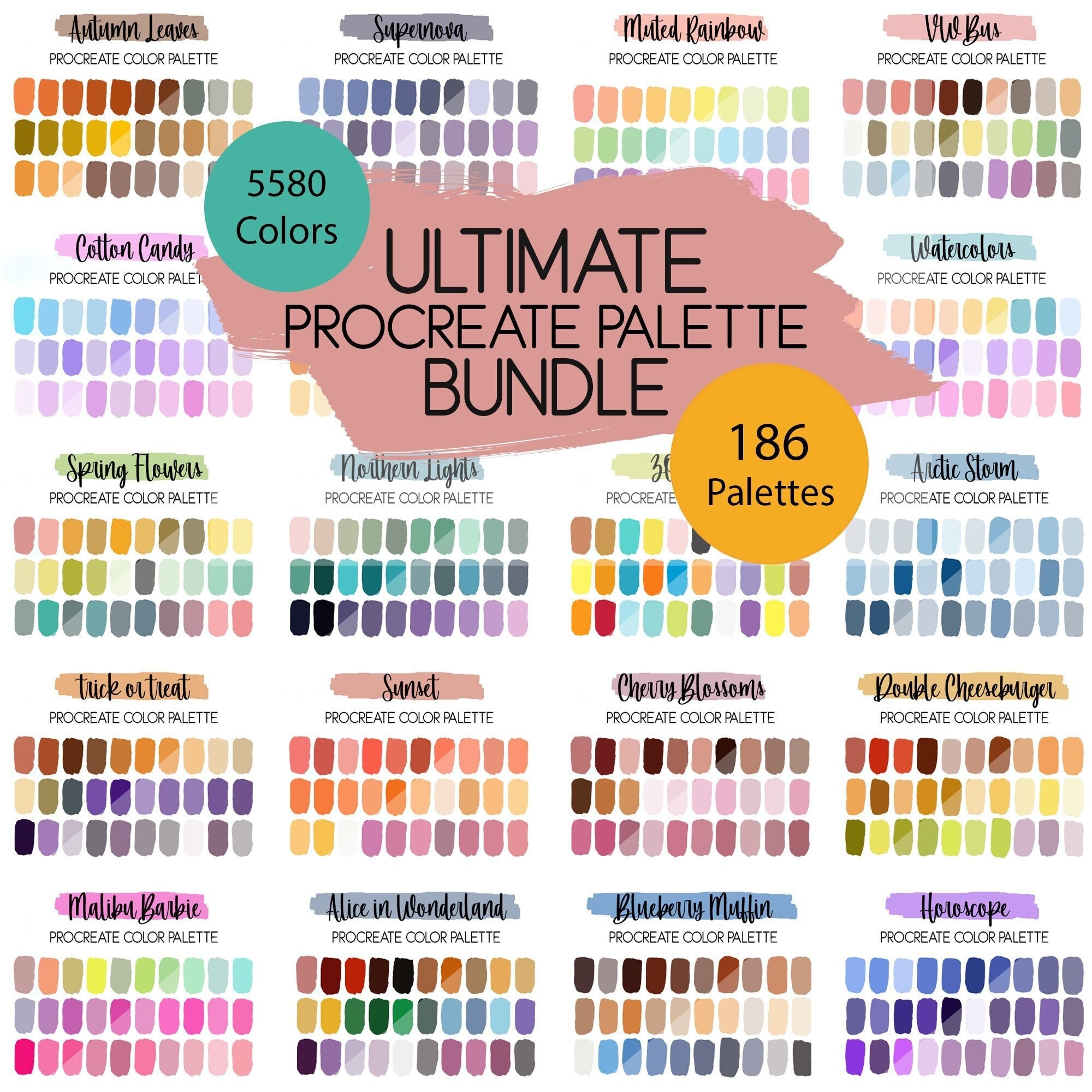 Procreate Color Palette BUNDLE PNG for Color Picking 186 - Etsy UK