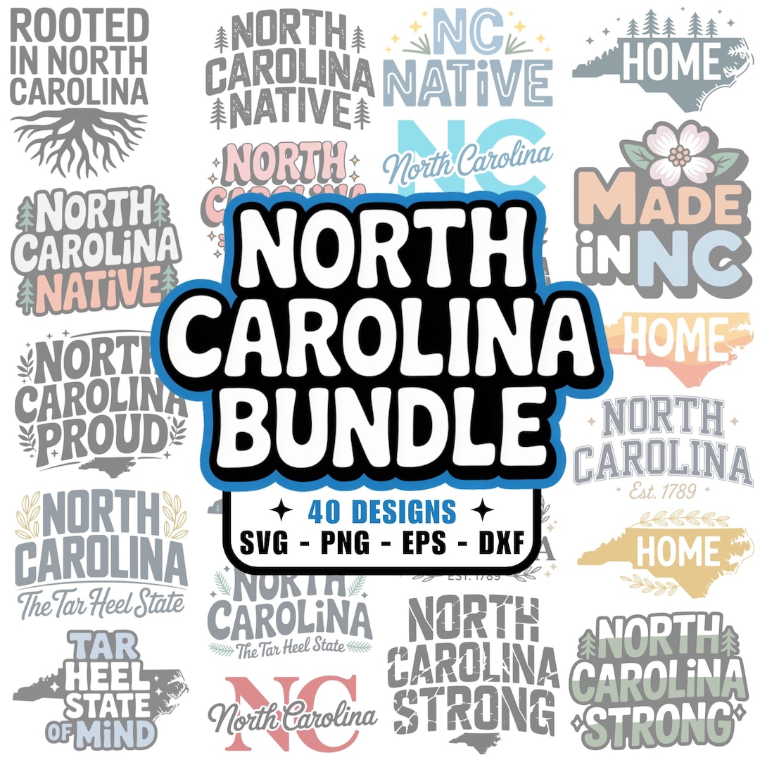 40 North Carolina PNG SVG Bundle, Dxf Eps, the Tar Heel State ...