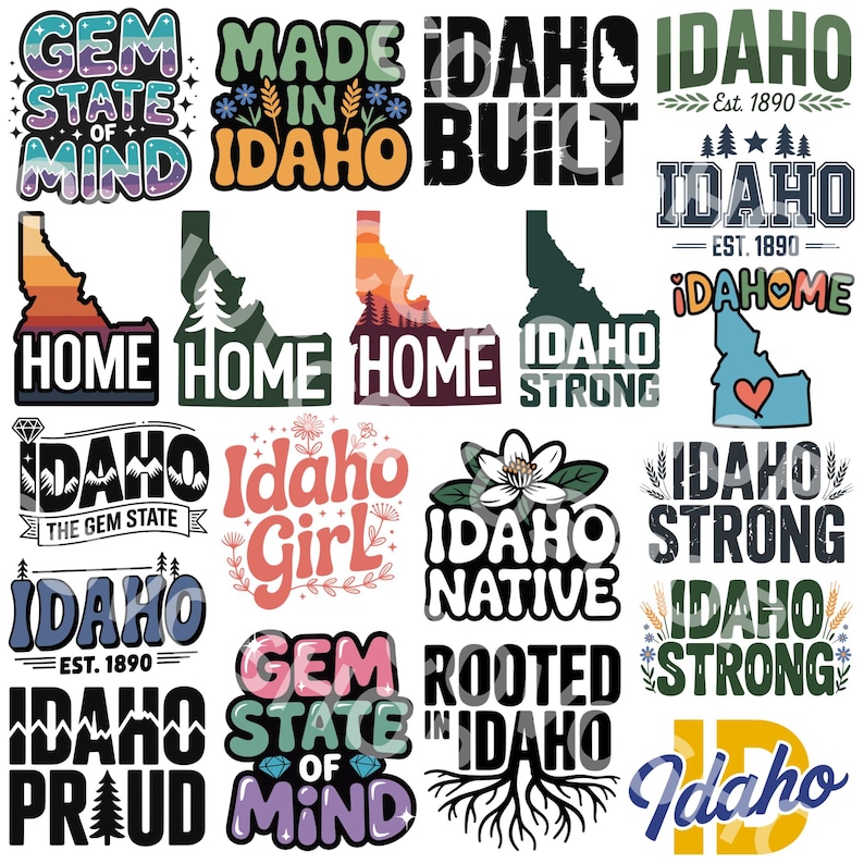 39 Idaho SVG PNG Bundle, Dxf Eps, the Gem State, Boise, ID, Meridian ...