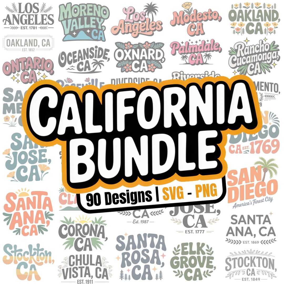 California SVG PNG Bundle: West Coast Designs for Cricut & Silhouette ...