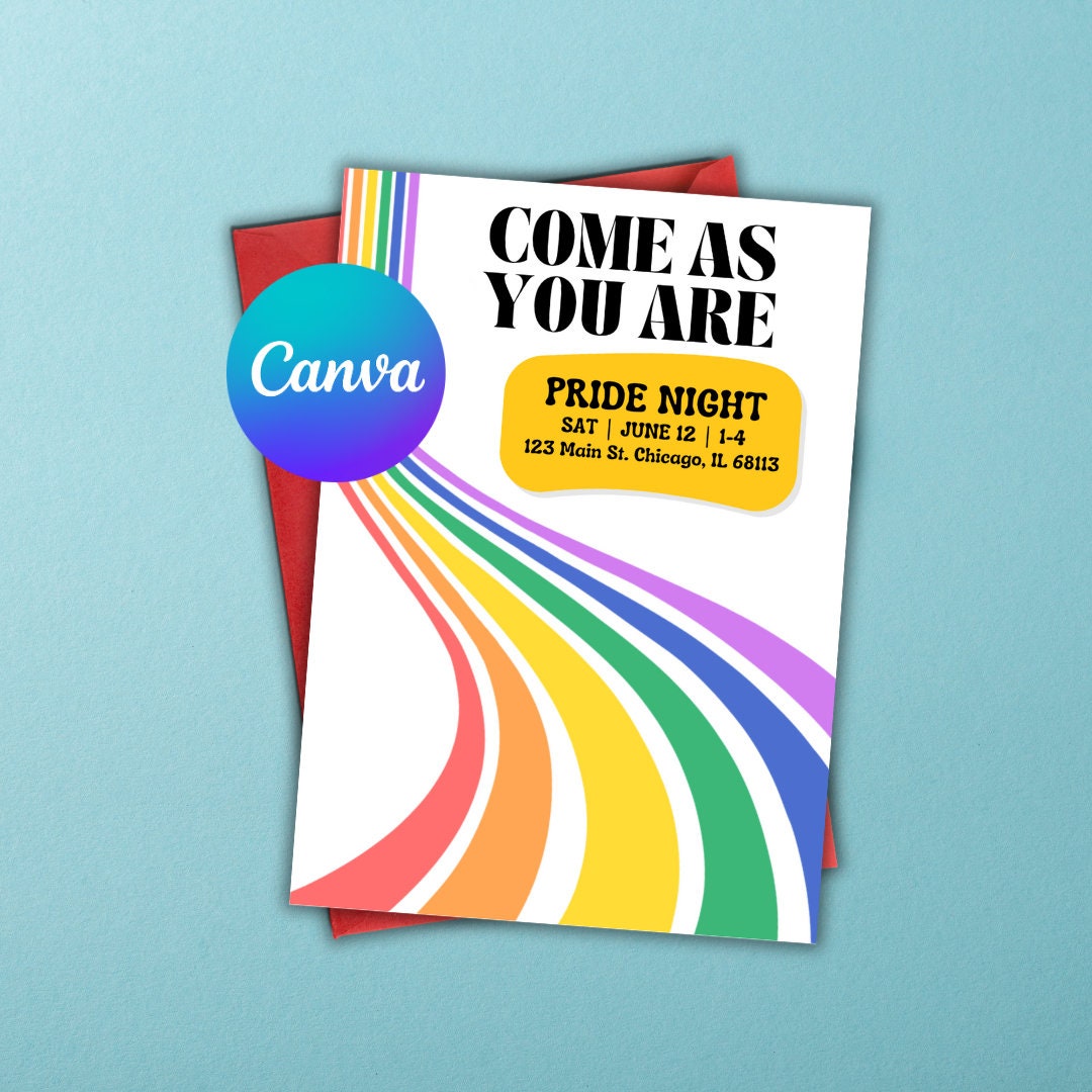 Pride Party Invitation Template: Rainbow Design, Edit in Canva (PDF) - Etsy