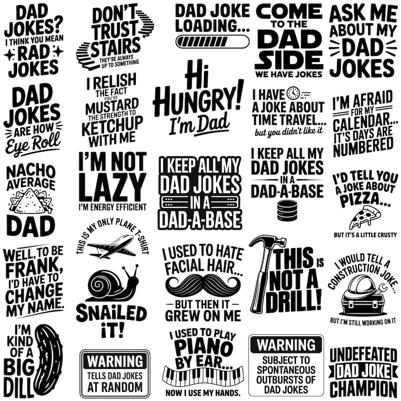 Dad Jokes SVG PNG Bundle: 26 Funny Designs (digital Download - Etsy