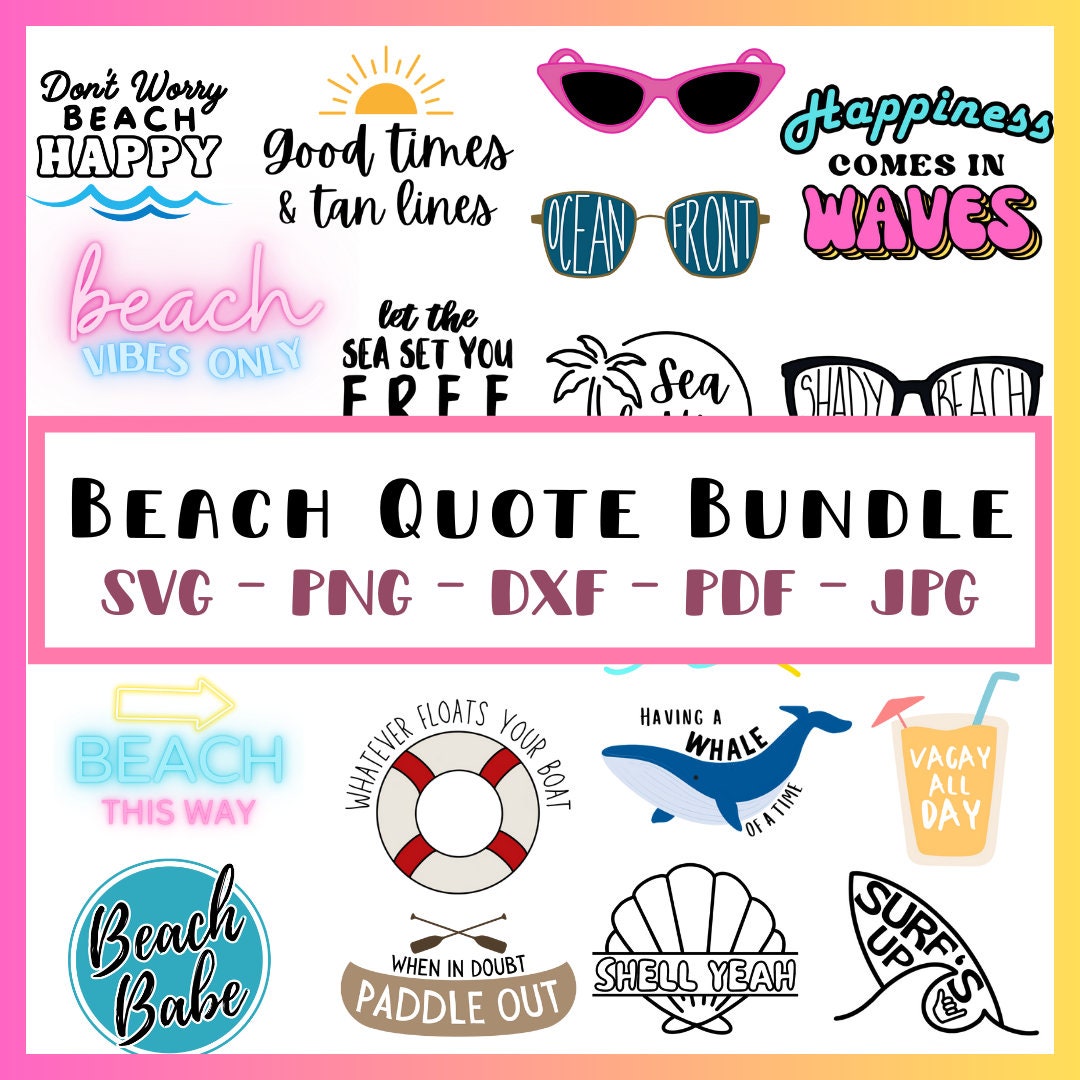 Beach SVG PDF JPG Image Bundle | 35 Designs | Vacation, Beach, Water ...