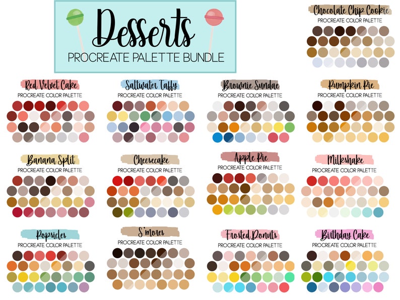 Dessert Theme Procreate Palette Bundle - Procreate Color Palette ...