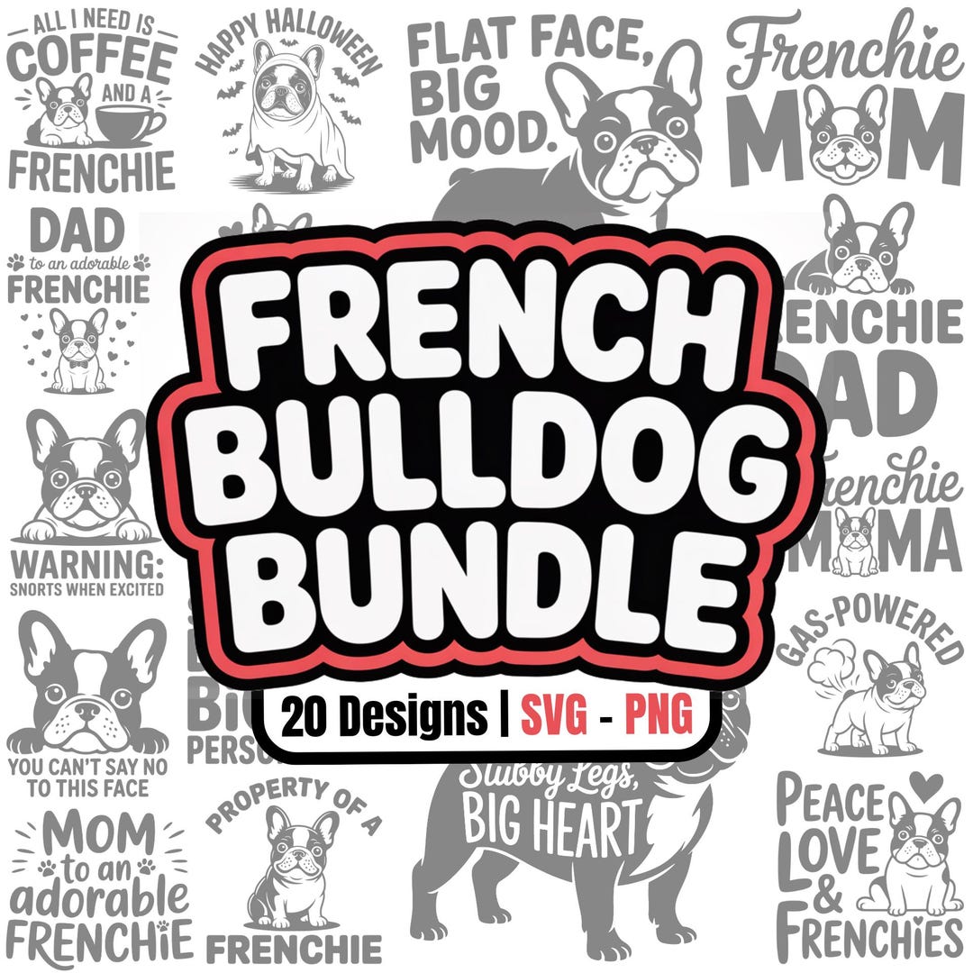 French Bulldog SVG PNG Bundle: 20 Frenchie Designs (digital Download - Etsy