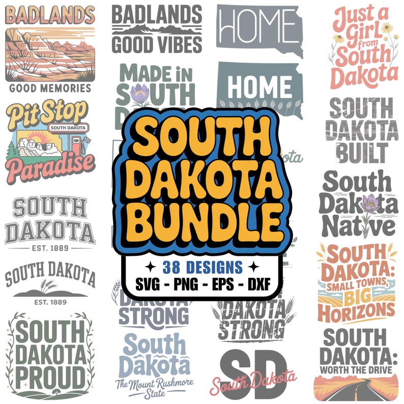 38 South Dakota SVG PNG Bundle, Dxf Files, Eps Images, Cricut ...