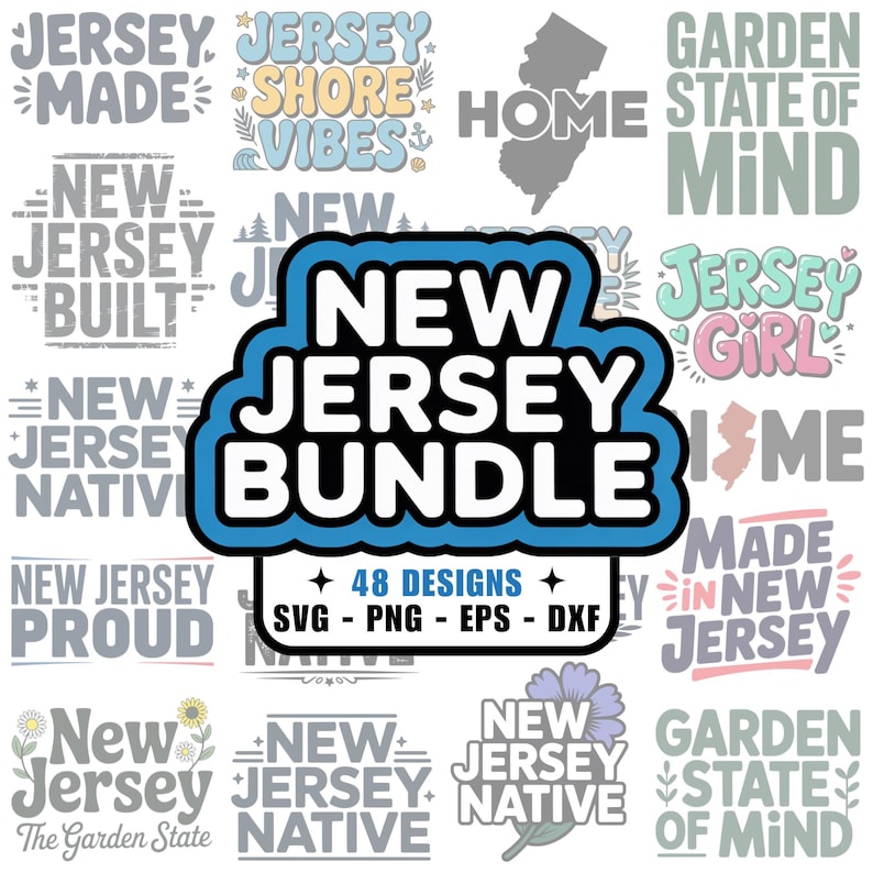 48 New Jersey PNG SVG Bundle, Dxf Eps Files, NJ, the Garden State ...