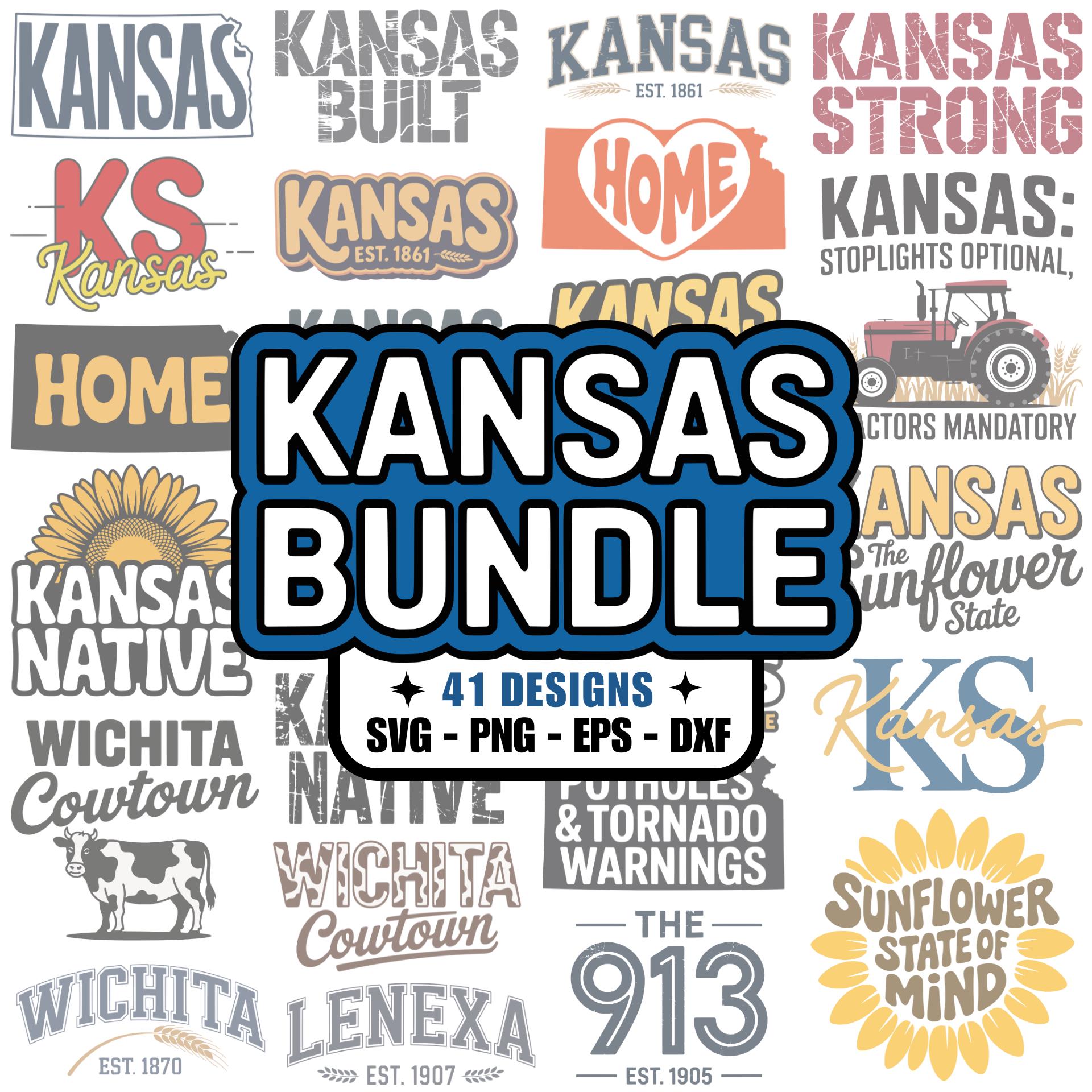 41 Kansas SVG Bundle, Digital Cut Files, PNG, Eps, Dxf, DIY Projects ...