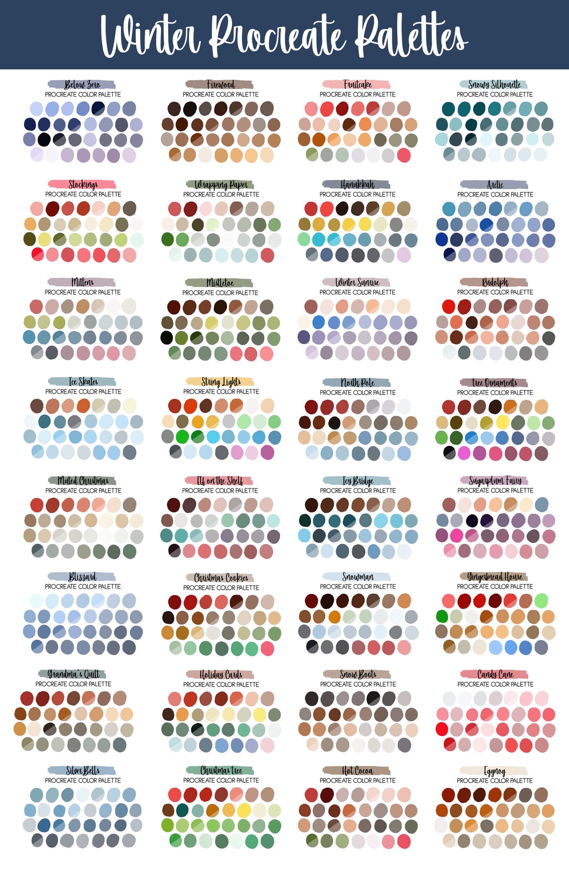 Winter Procreate Palette Bundle Procreate Color Palette Procreate Swatches Procreate For