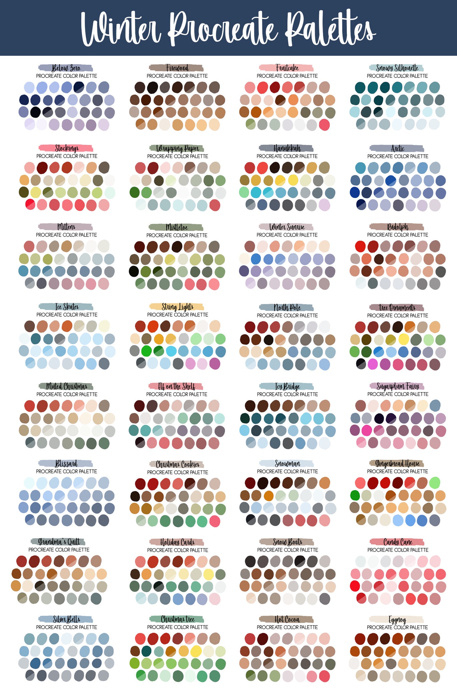 Winter Procreate Palette Bundle Procreate Color Palette Procreate ...