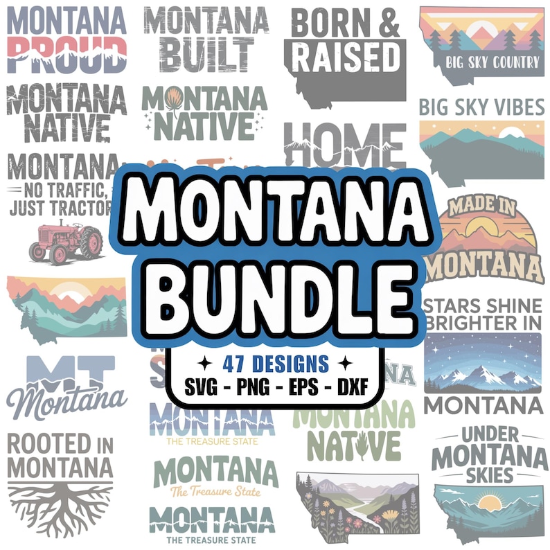 47 Montana Design Bundle, SVG PNG Dxf Eps Files, Clipart, DIY Projects ...