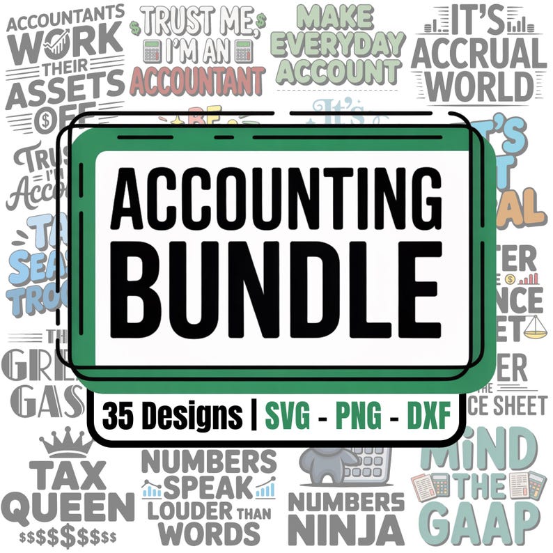 Accounting SVG PNG DXF Image Bundle | 35 Designs | Accountant, Audit ...