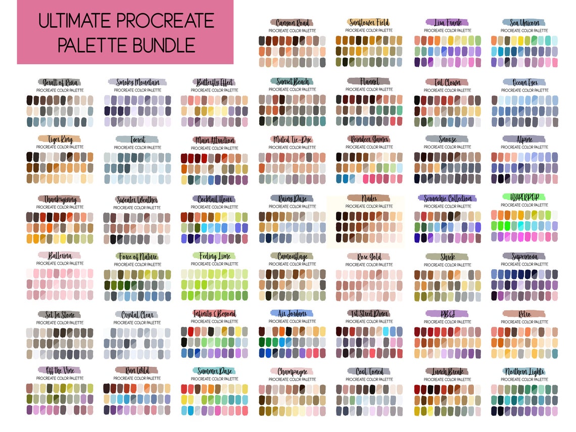 Procreate Color Palette BUNDLE | PNG for Color Picking | 186 Palettes ...