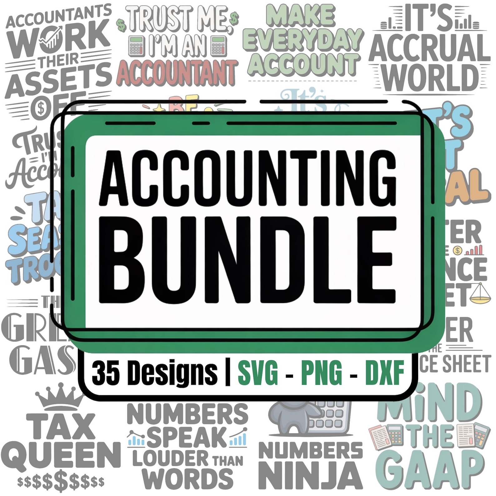 Accounting SVG PNG DXF Bundle: 35 Designs for Cricut, Silhouette ...